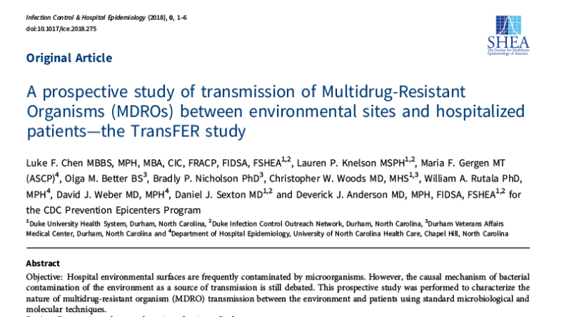 A prospective study of transmission of Multidrug-Resistant Organisms ...